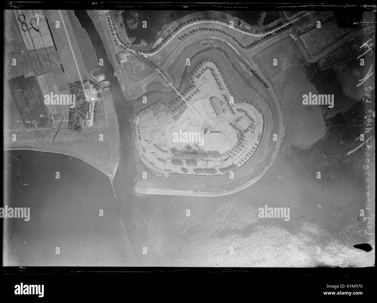 An aerial photograph of Numansdorp, a town in the Netherlands, captured ...