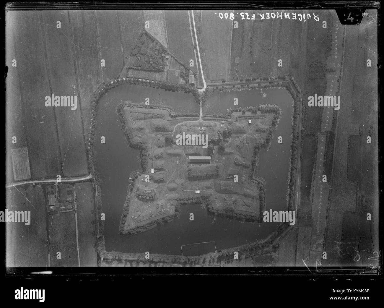 Aerial photograph of Fort Ruigenhoek, a military fortification in the ...