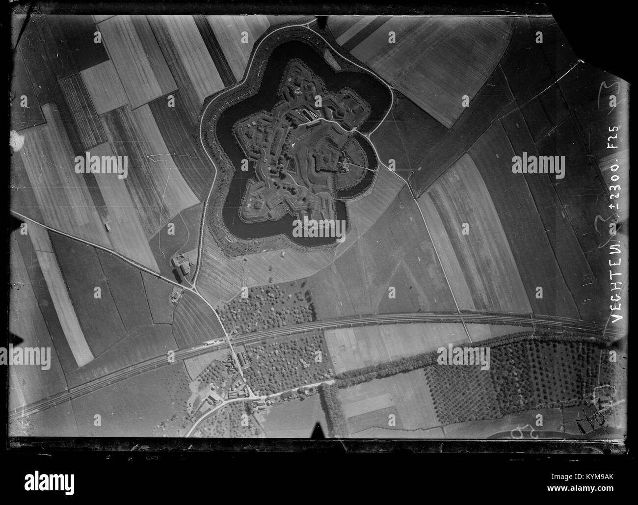 Aerial photograph of Fort Vechten, located in the Netherlands, taken ...