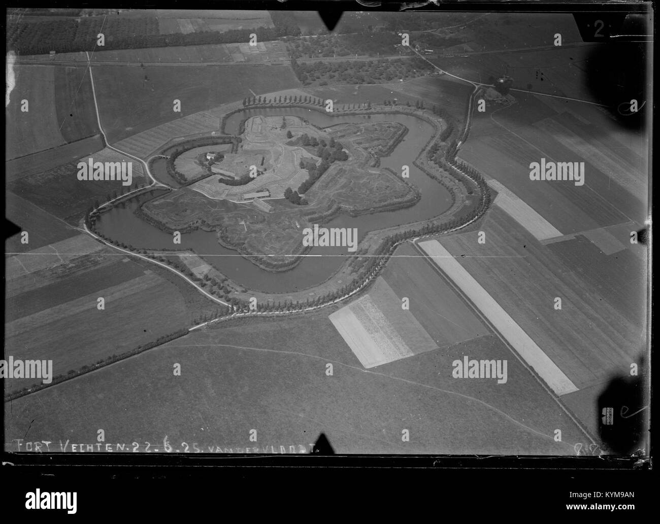 An aerial photograph of Fort Vechten, a historical fortification ...