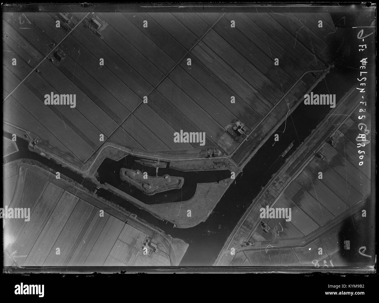 Aerial photograph of Fort bij Velsen, a historical military ...