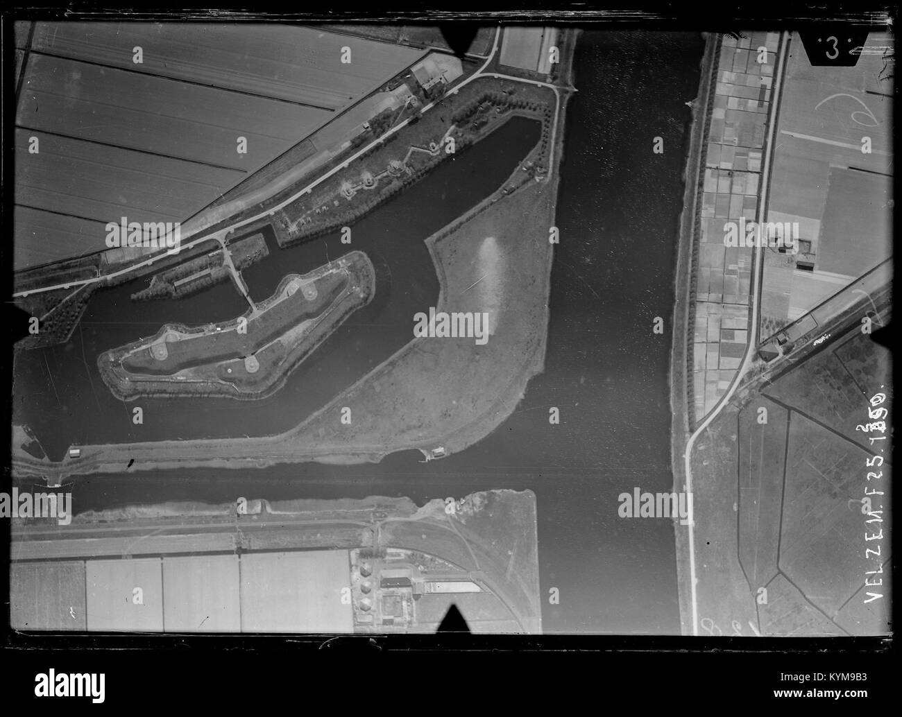 Aerial photograph of Fort bij Velsen, a historic fortification located ...