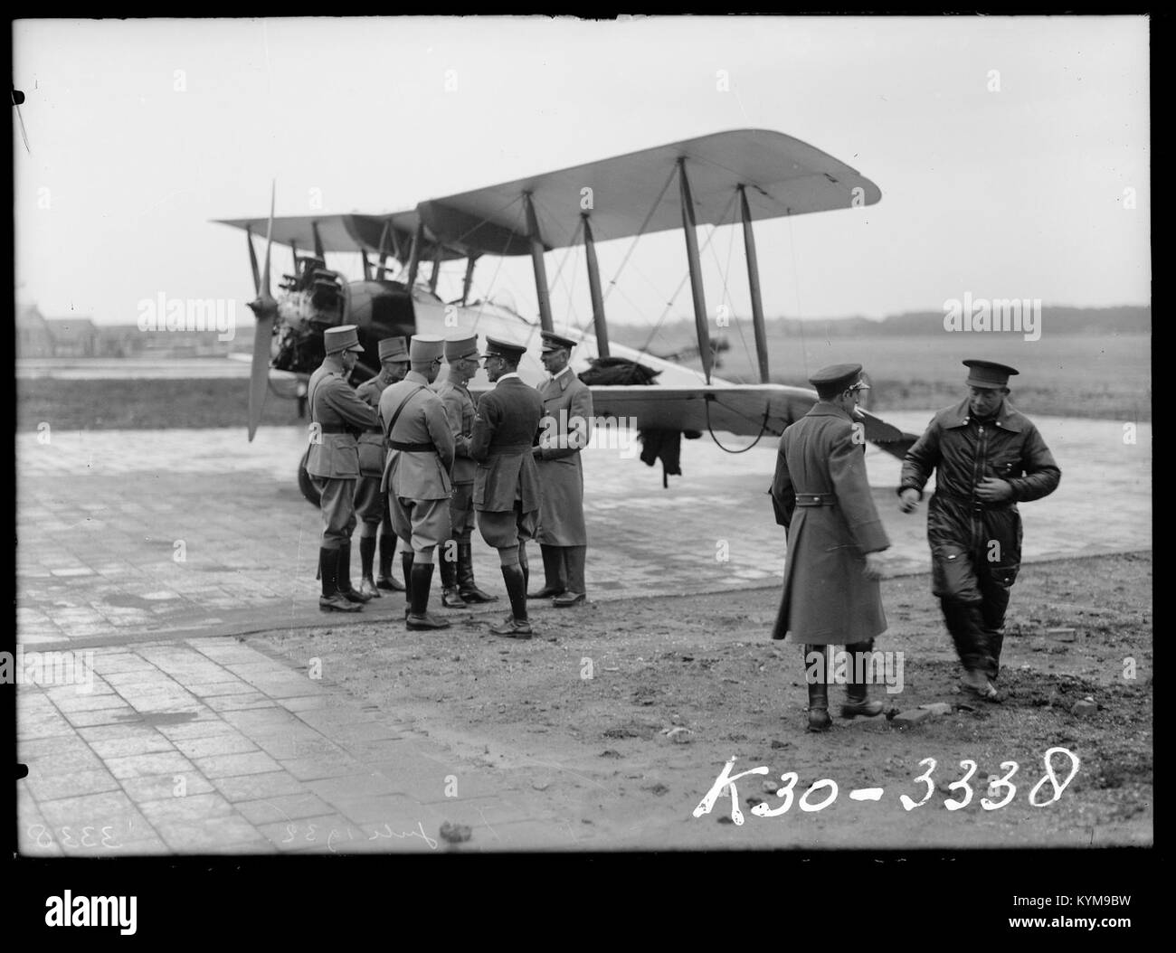 A biplane in military service is depicted in a historic illustration ...