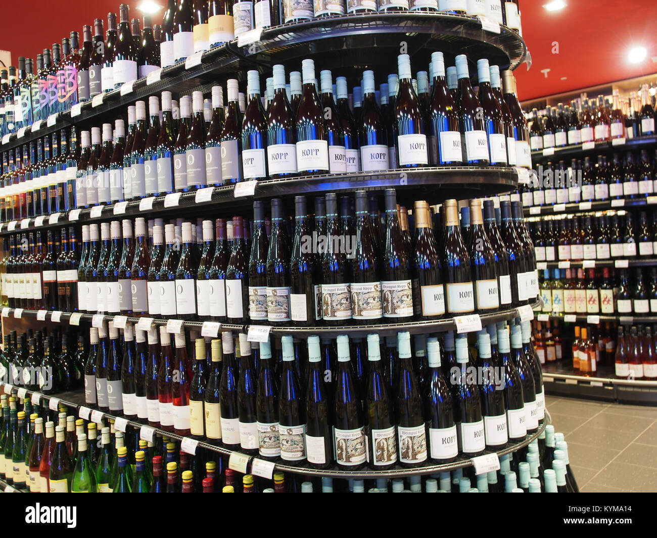 A photograph of alcoholic beverages at an Edeka store in Baden-Baden ...