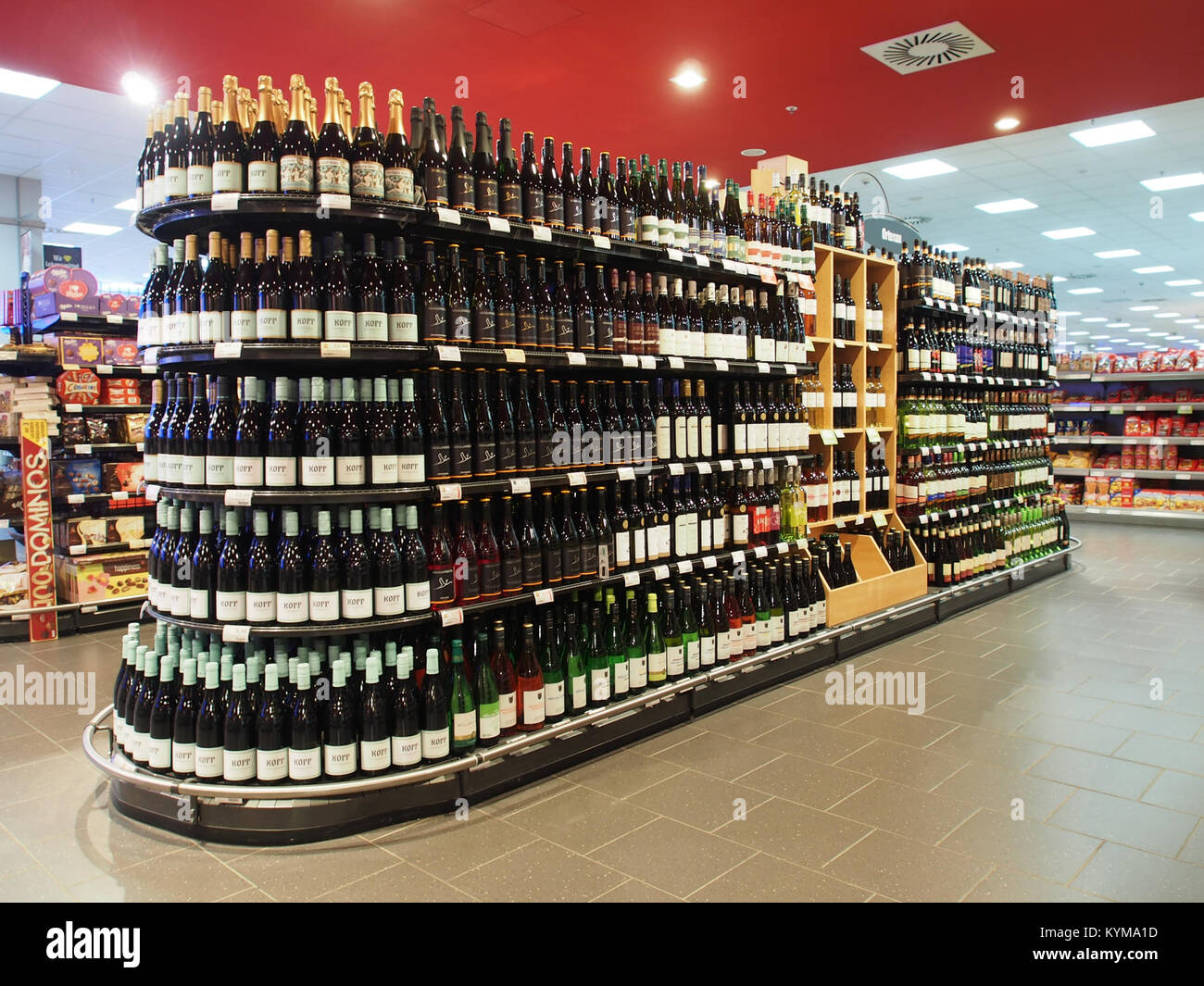 A photograph showcasing Edeka's alcoholic beverage section in Baden ...