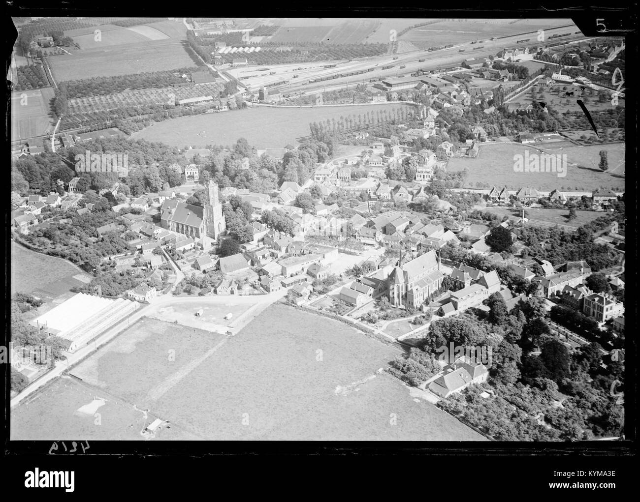 An aerial view of Elst, a town in the Netherlands, captured between ...
