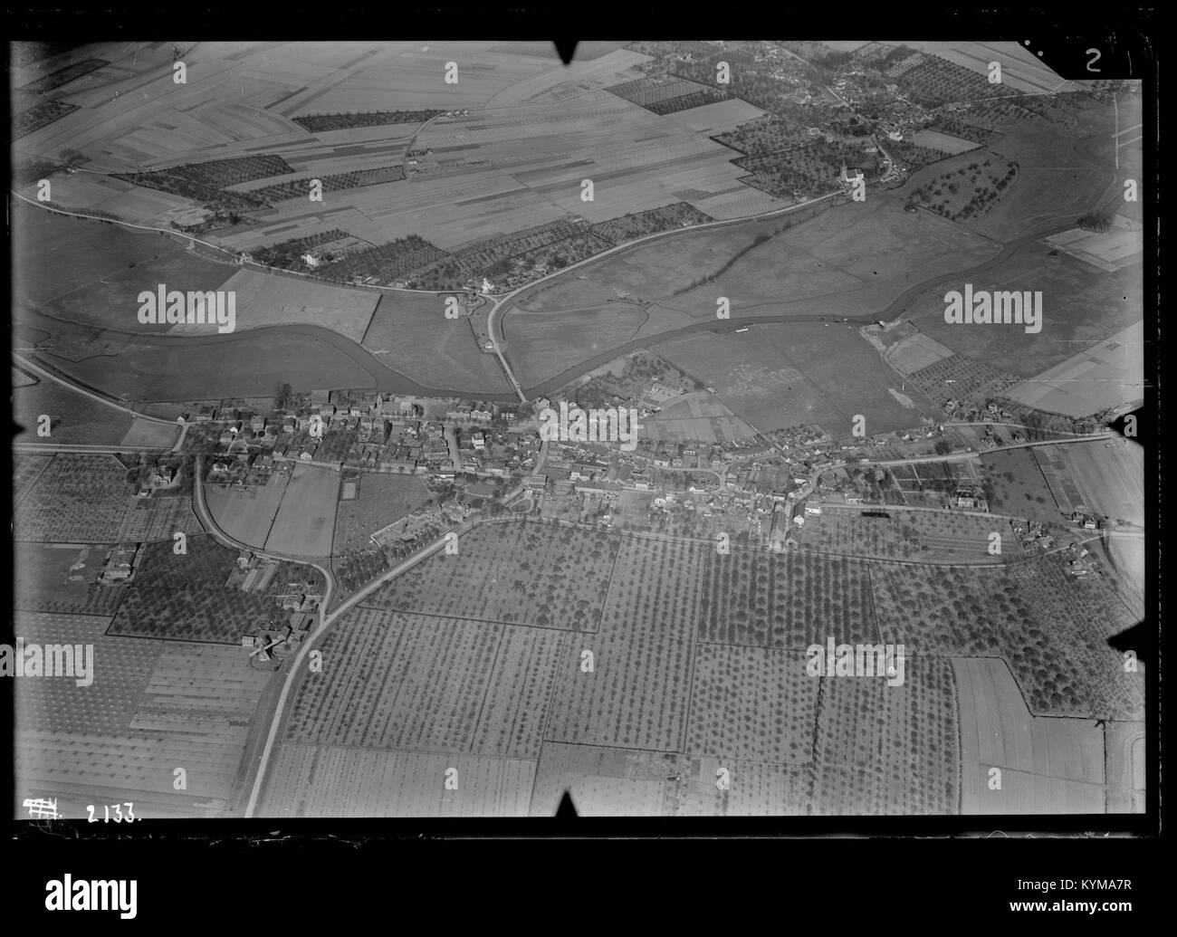 An aerial photograph of Geldermalsen, a town in the Netherlands, taken ...