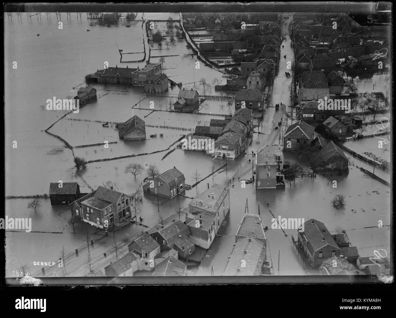 Aerial photograph of the city of Gennep in the Netherlands, taken ...