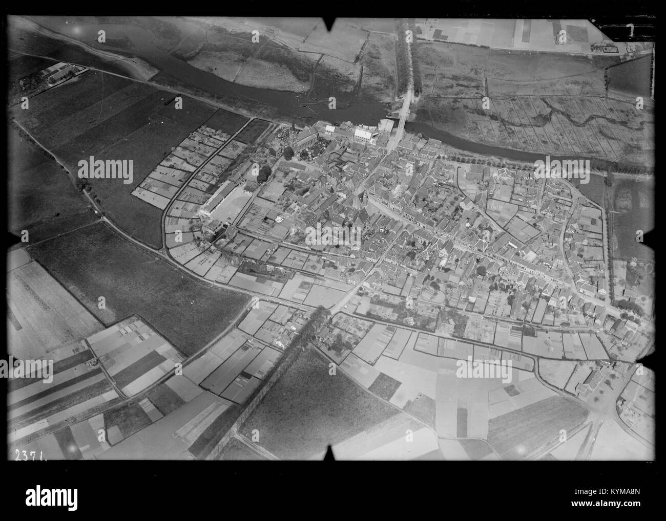 An aerial photograph of Gennep, a town in the Netherlands, captured ...