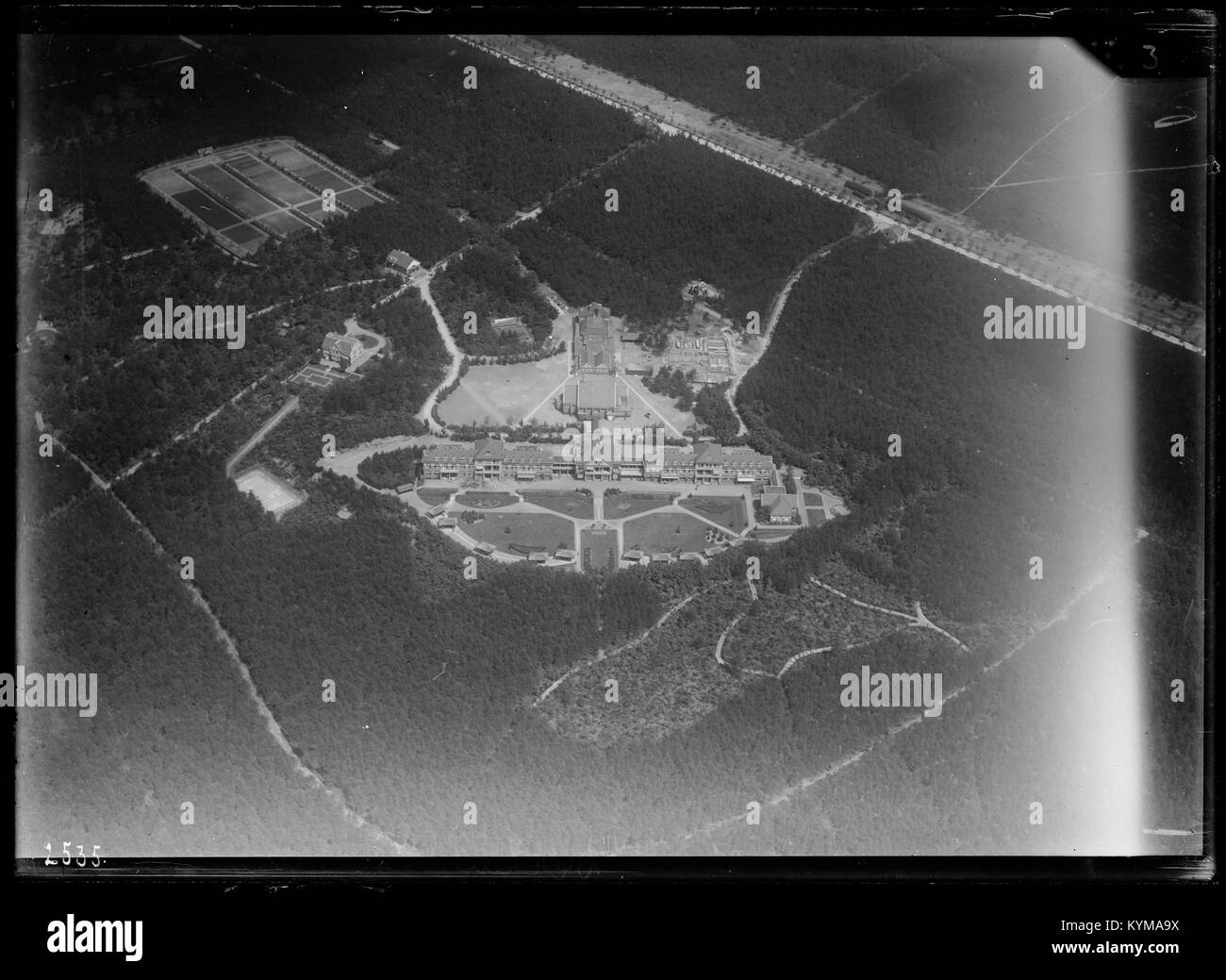 Aerial photograph taken over Groesbeek, a town in the Netherlands. The ...