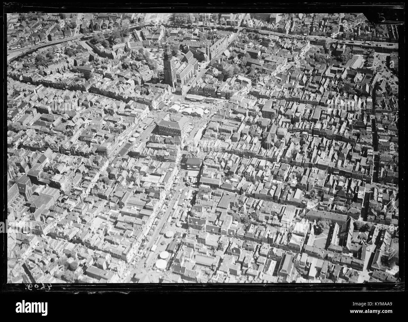 An aerial photograph of Groningen, taken between 1920 and 1940, showing ...