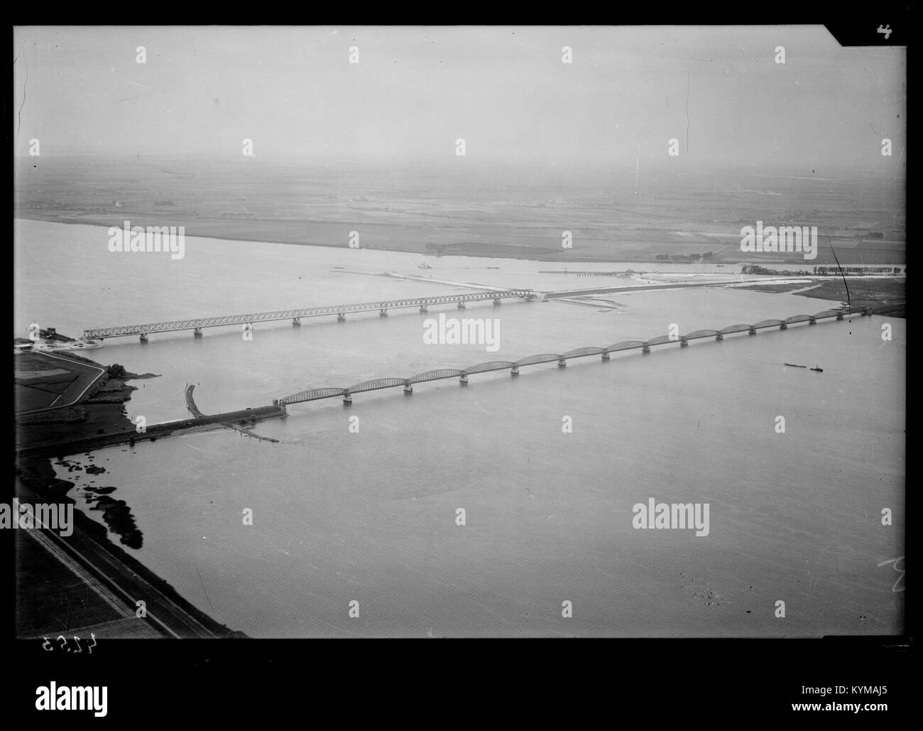 Aerial photograph of the Moerdijk Bridges in the Netherlands, captured ...