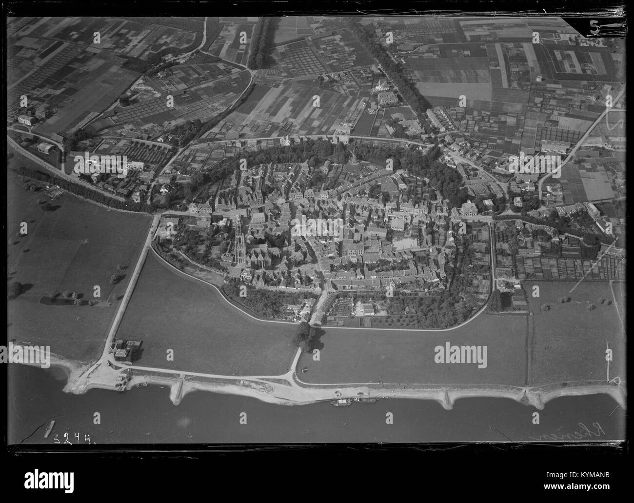 Aerial photograph of Rhenen, a town in the Netherlands, taken between ...