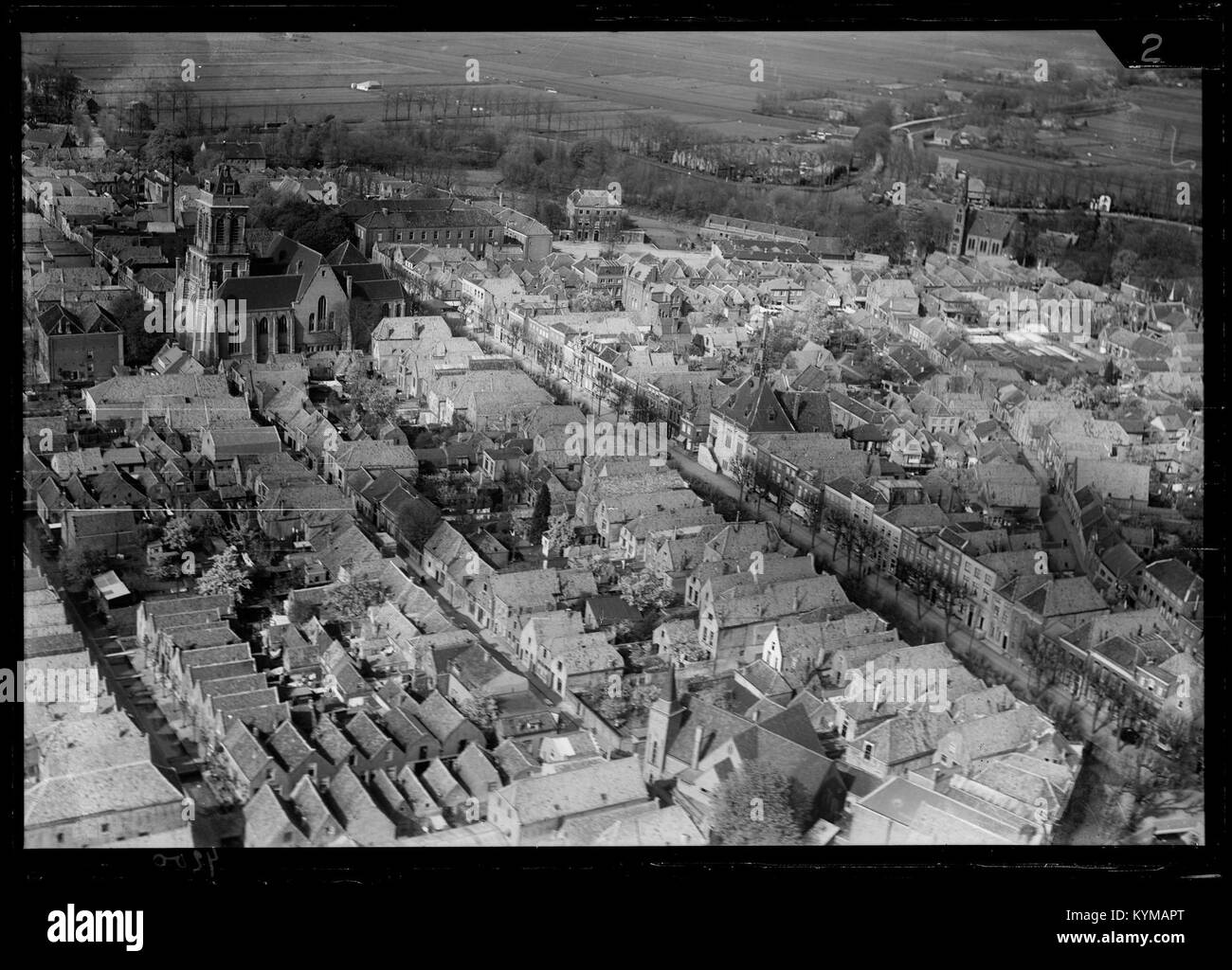 Aerial photograph of Schoonhoven, taken between 1920-1940, showcasing ...
