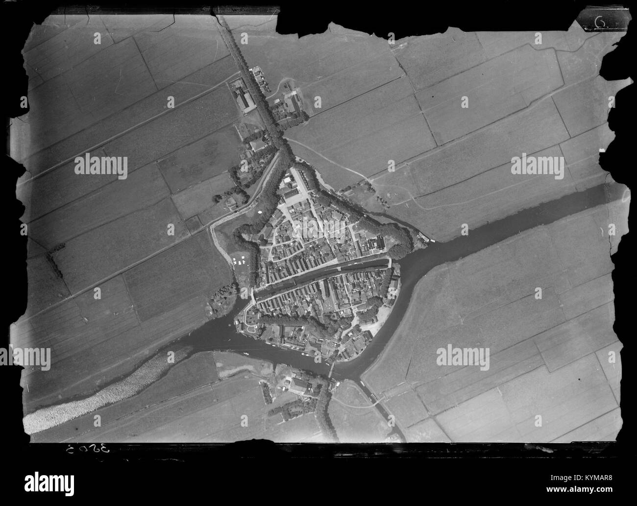 Aerial view dutch town located Black and White Stock Photos & Images ...