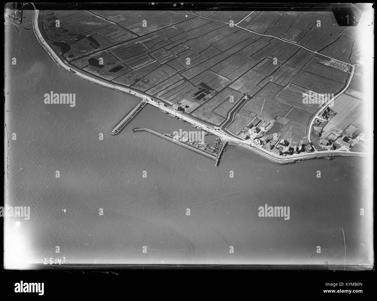 An aerial photograph of Wieringen, a region in the Netherlands, taken ...