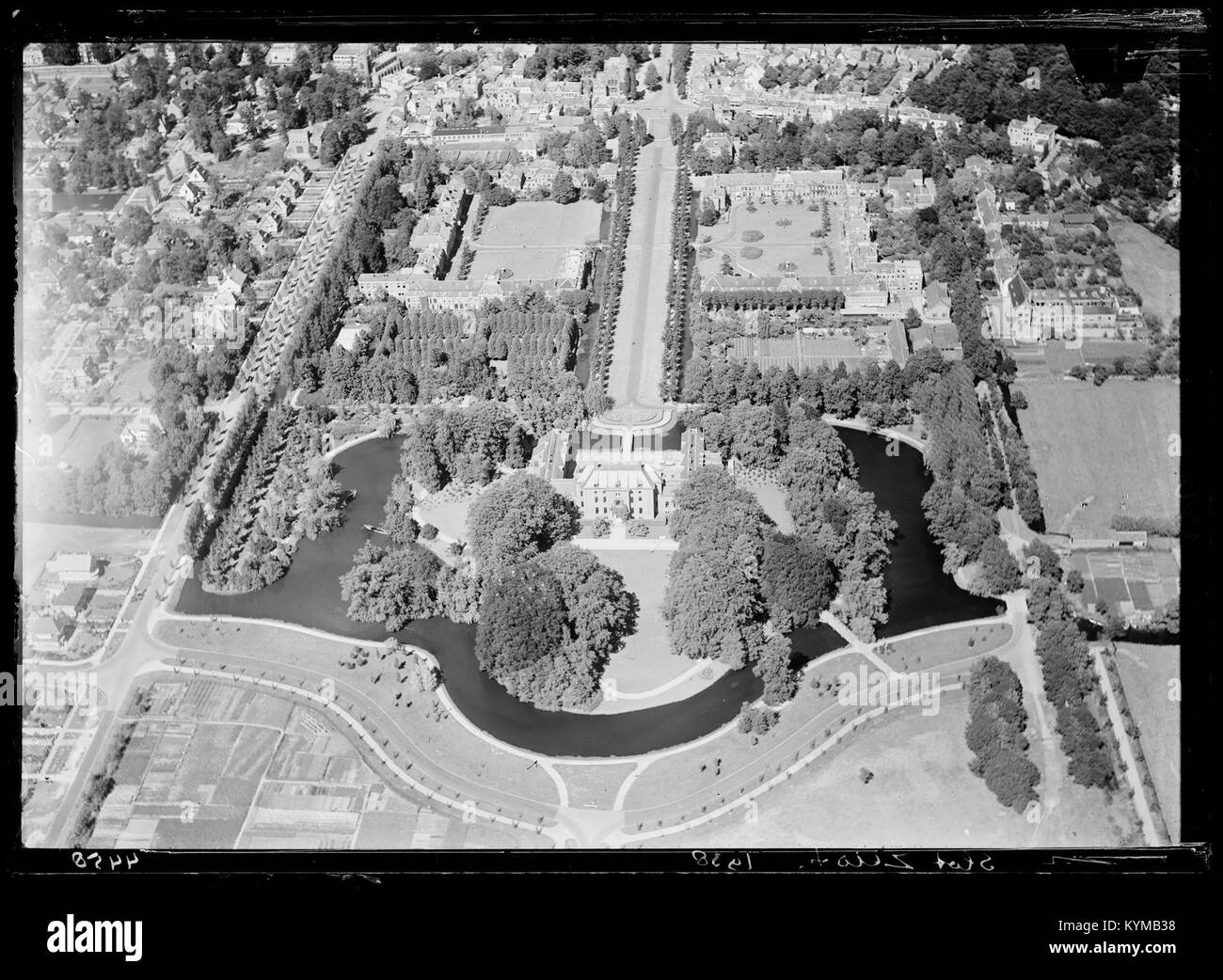 Aerial photograph of Zeist, a town in the Netherlands, taken during the ...