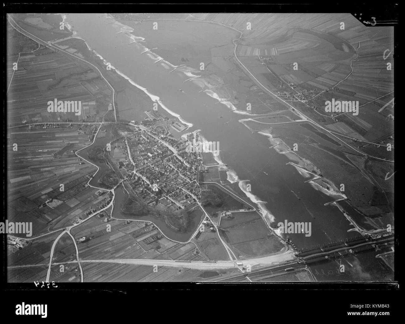 Aerial photograph of Zaltbommel, a town in the Netherlands, captured in ...