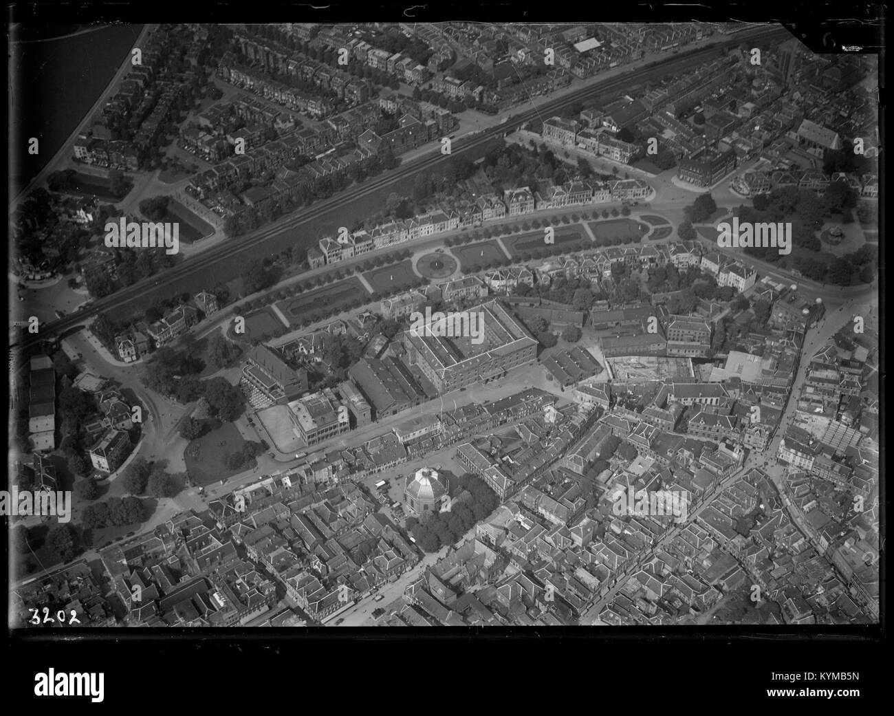 This aerial photograph captures the city of Arnhem, Netherlands, taken ...