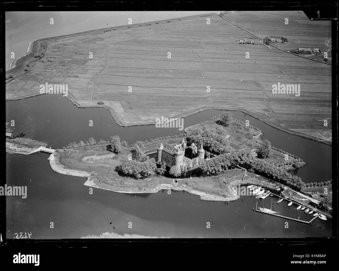 Aerial photograph of Muiden, a historic town in the Netherlands ...