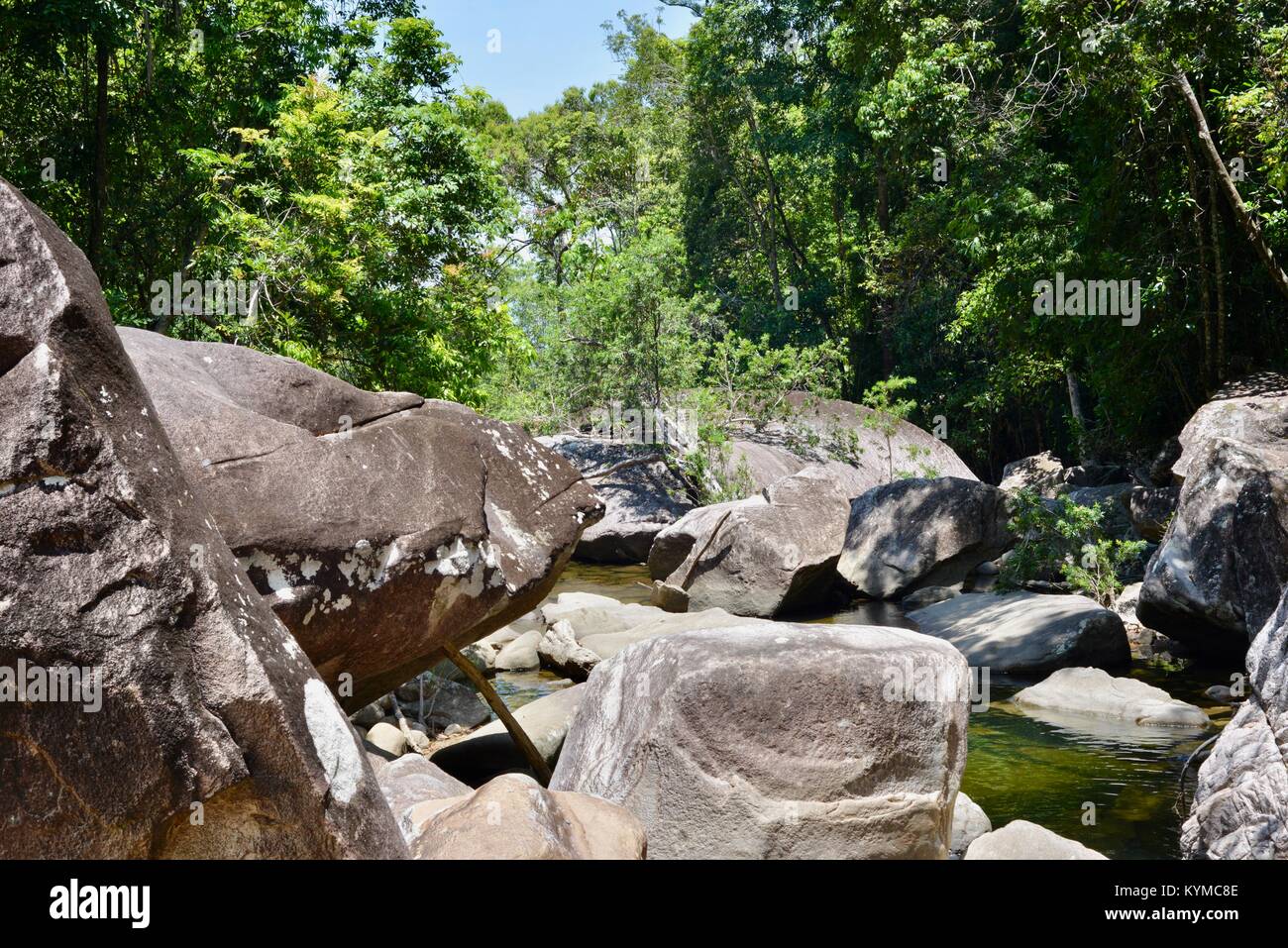 Crystal clear and inviting cascades at the wheel of fire, Finch Hatton ...