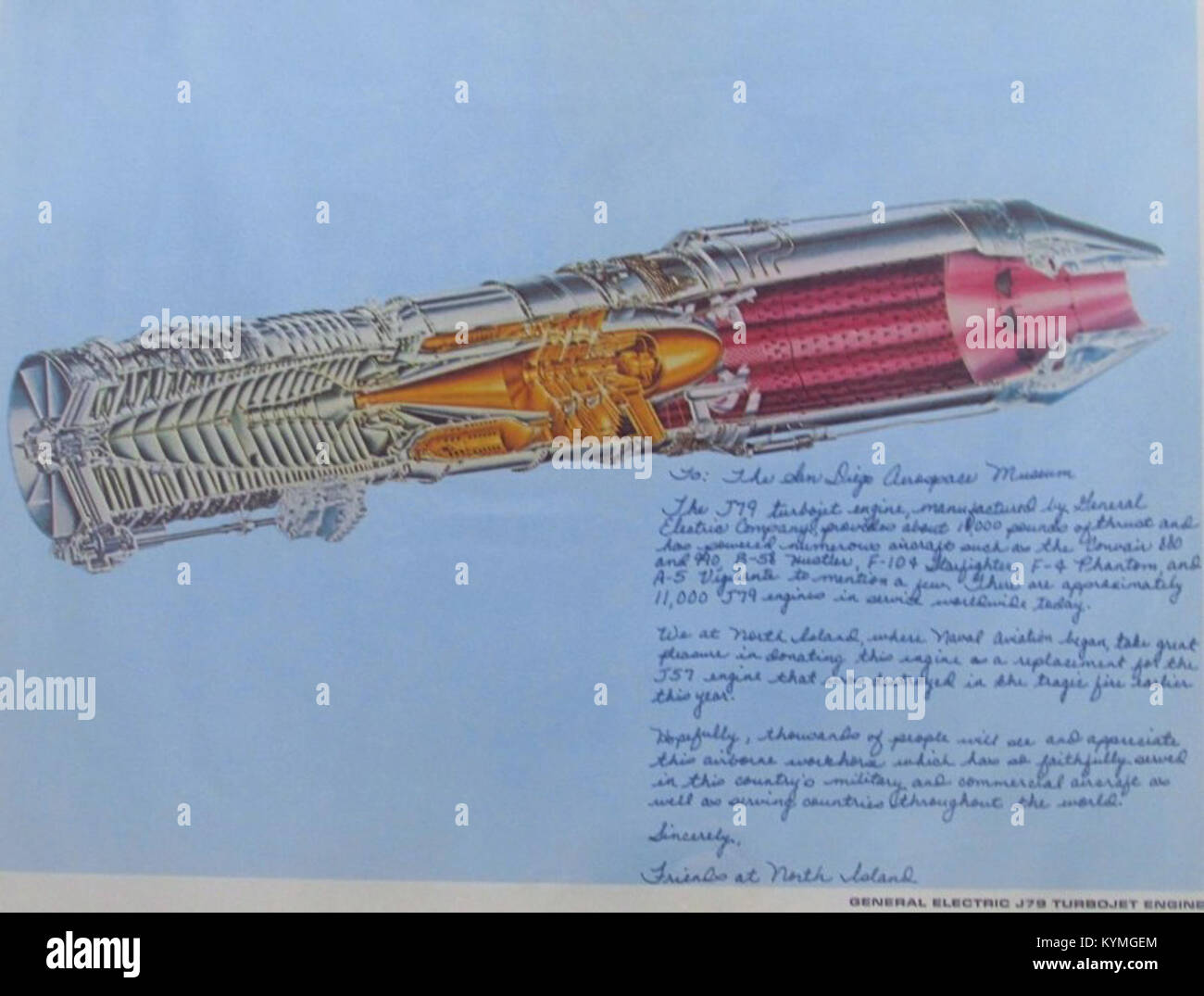 An illustration of the General Electric J79 turbojet engine, a key ...