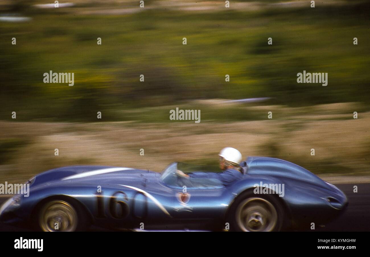 Action view of Mr. Lance Reventlow in his 1958 RAI Scarab-Chevrolet Mk ...