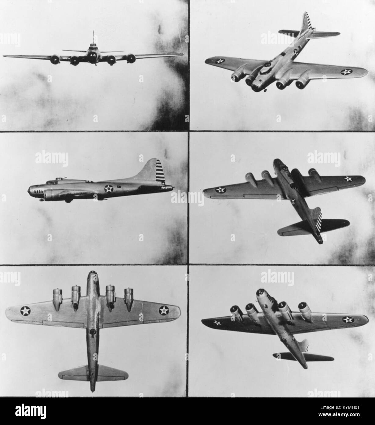 A vintage photograph of a Boeing B-17 Flying Fortress, a four-engine ...