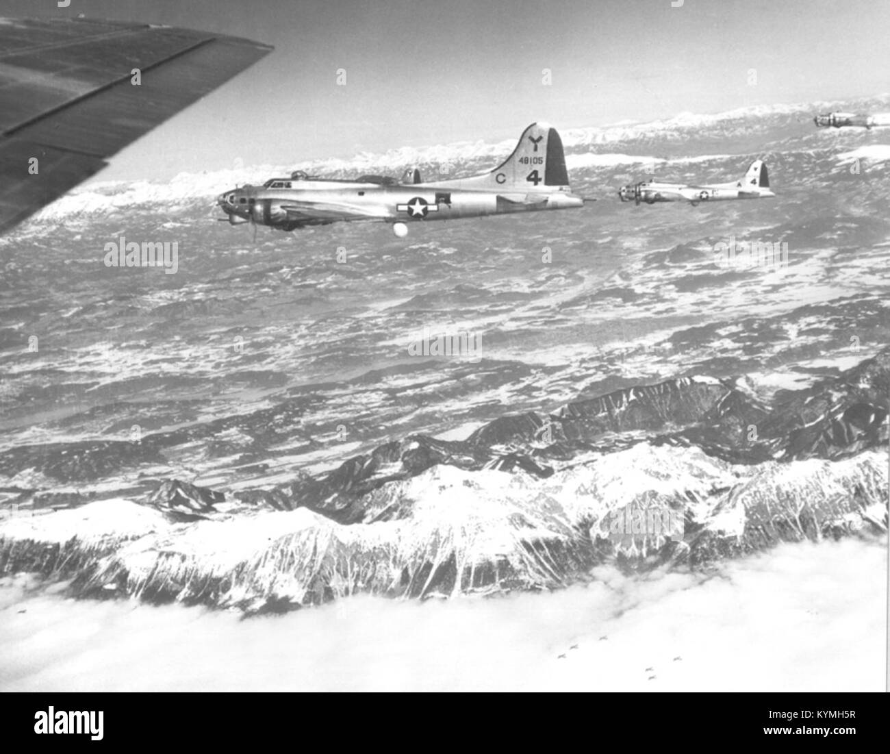 A Boeing B-17 Flying Fortress, a World War II-era heavy bomber, flying ...