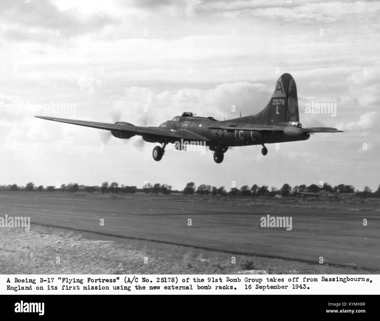 A Boeing B-17 Fortress, a World War II-era heavy bomber, in flight. The ...
