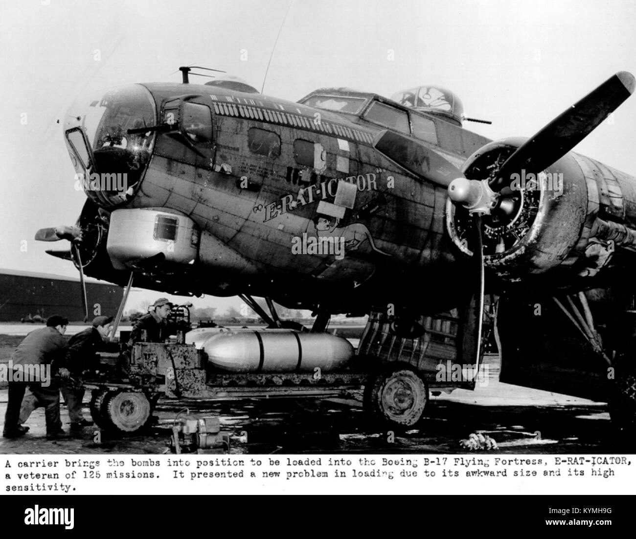 This historical photograph shows the Boeing B-17 Flying Fortress ...