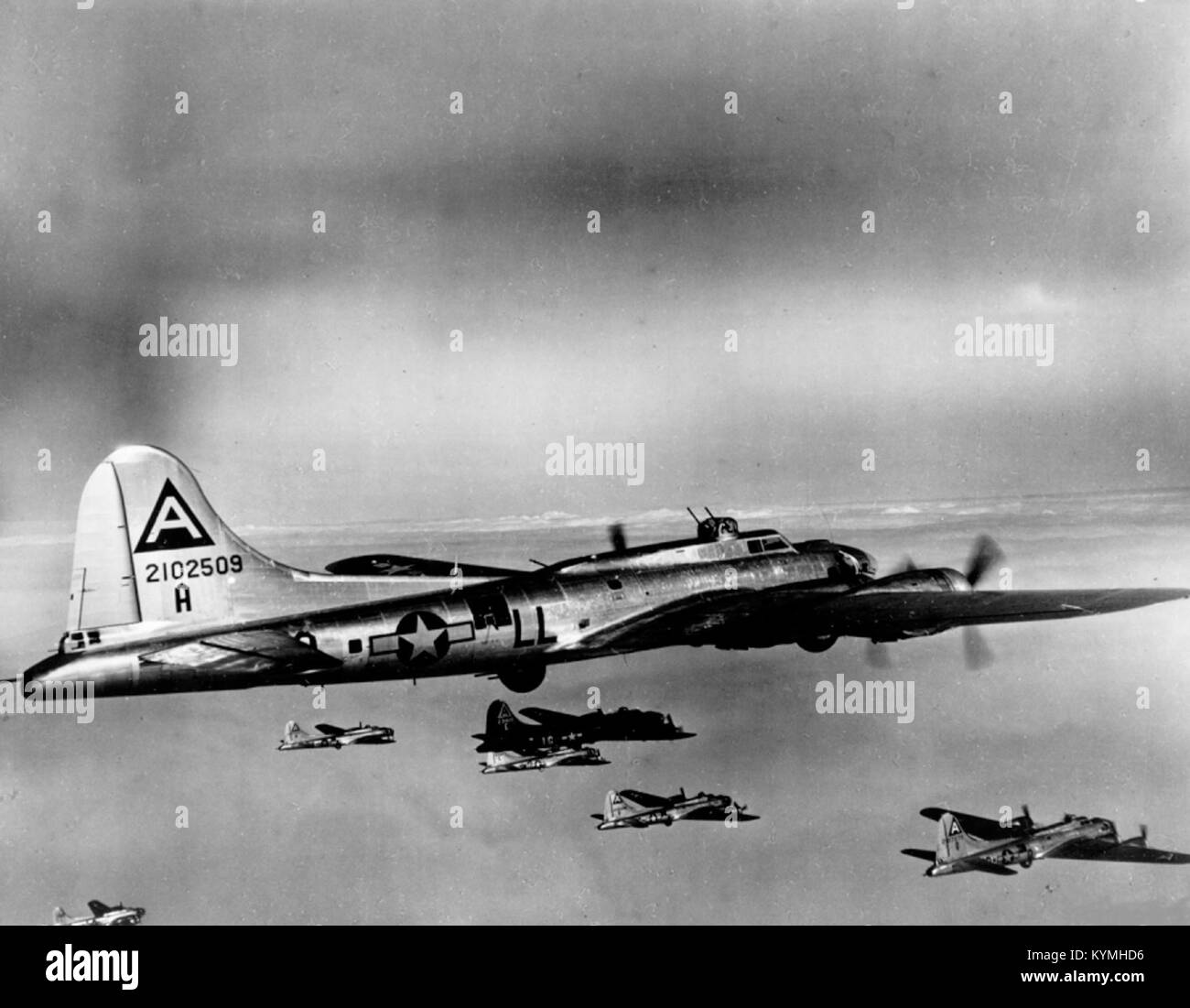 A historical image of the Boeing B-17 Flying Fortress, showcasing the ...