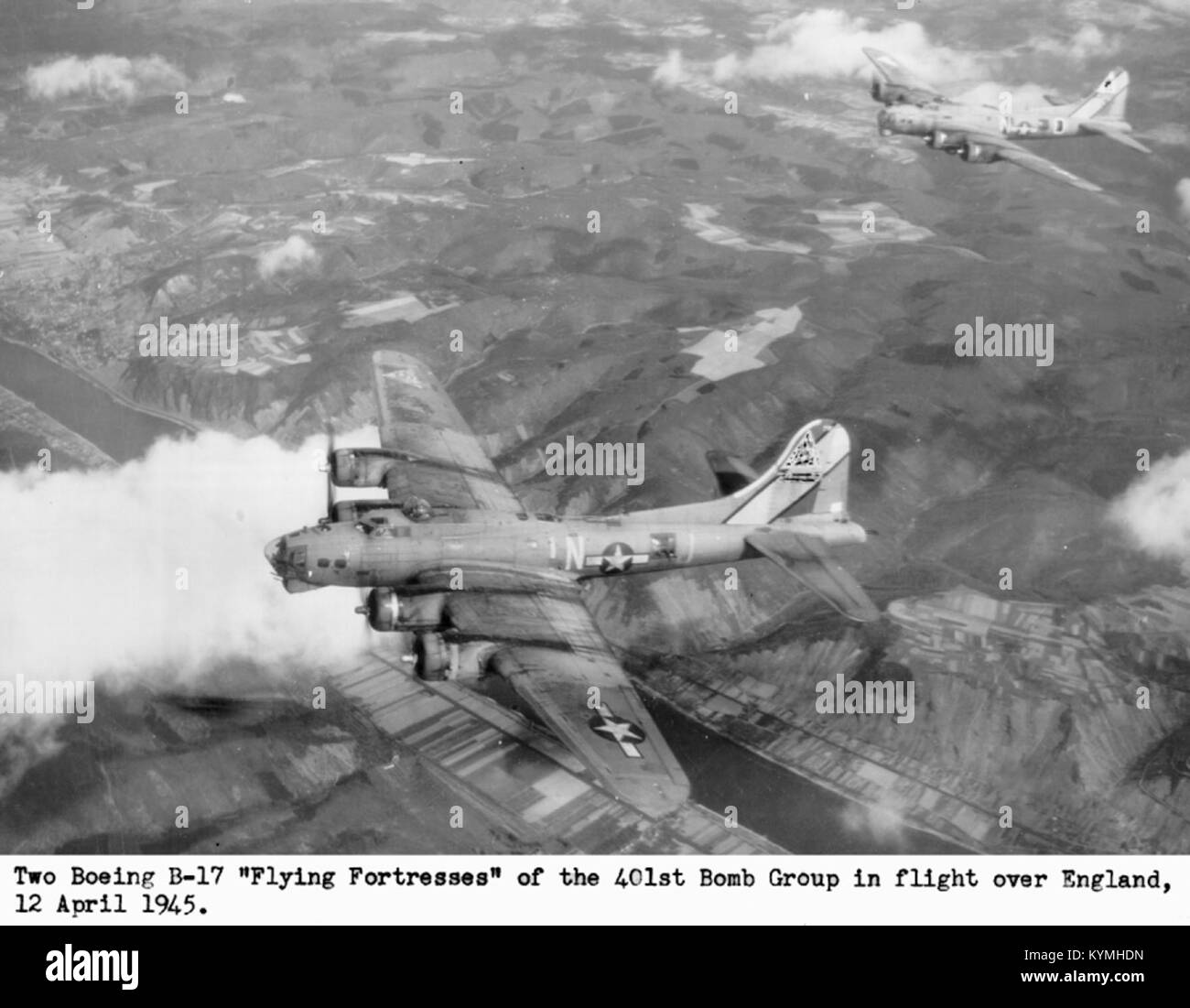 This photograph showcases the Boeing B-17 Flying Fortress, an iconic ...