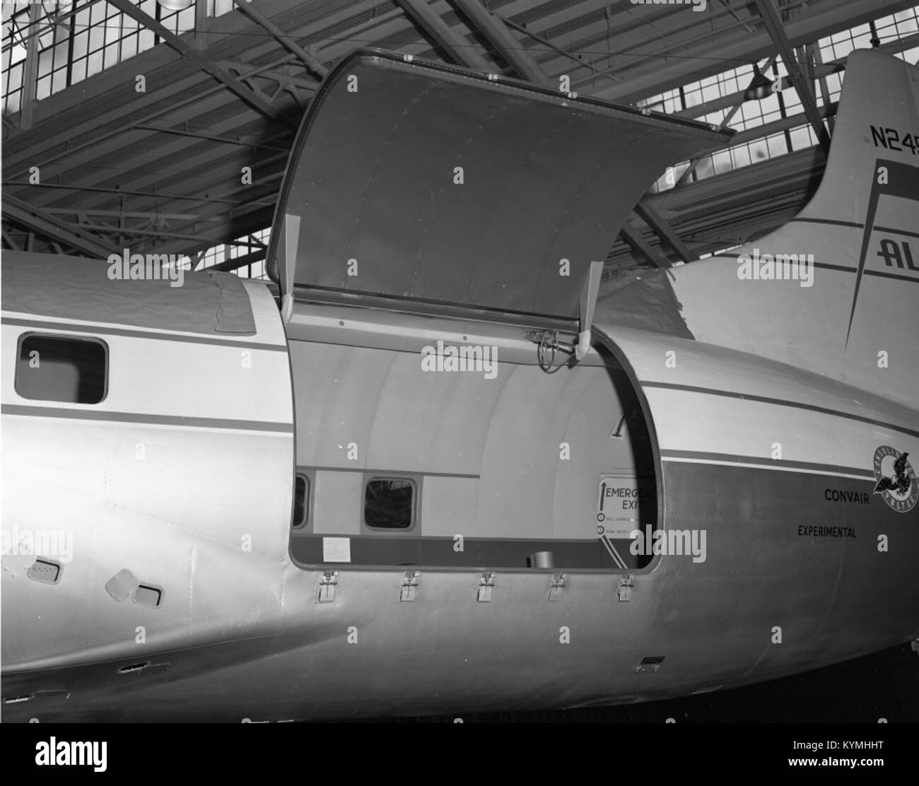 A historical negative photograph of a Convair aircraft, preserved as ...