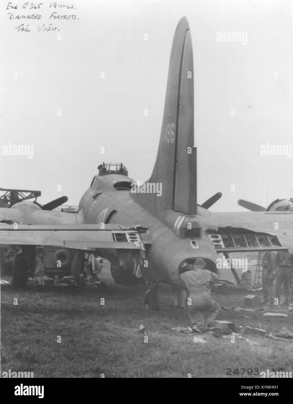 Photograph of a Boeing B-17 Flying Fortress, a WWII-era American bomber ...