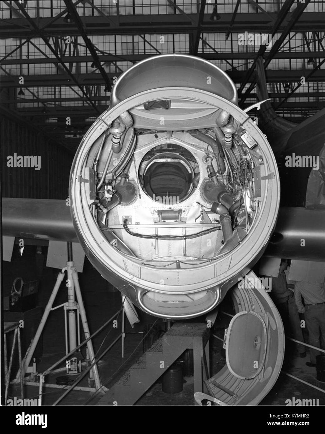 A historic negative image of a Convair aircraft, showcasing its design ...