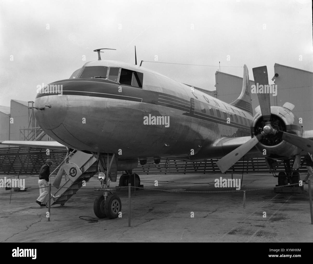A historic negative image of a Convair aircraft, capturing its ...