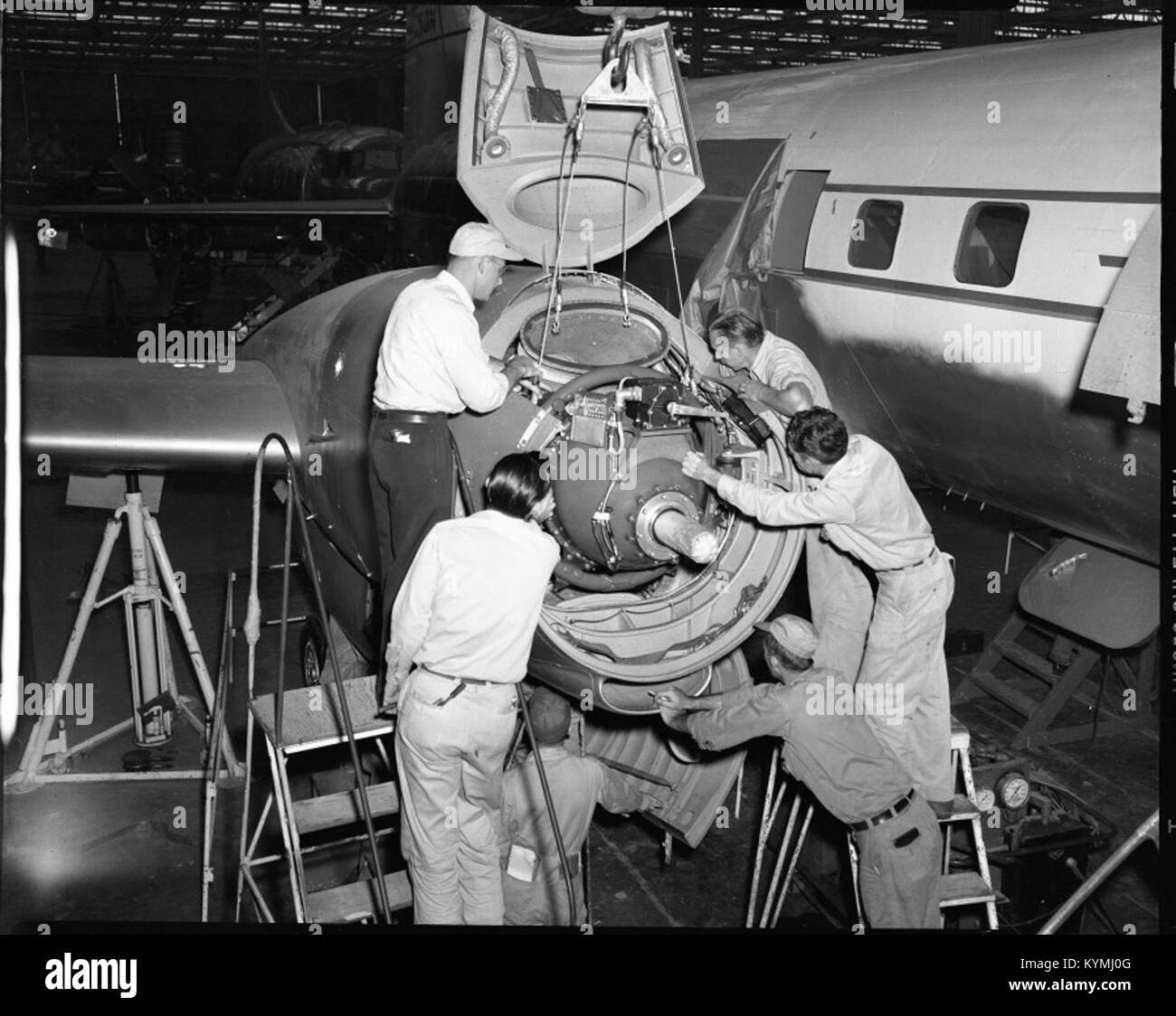 A negative photograph of a Convair aircraft, showcasing the aircraft's ...