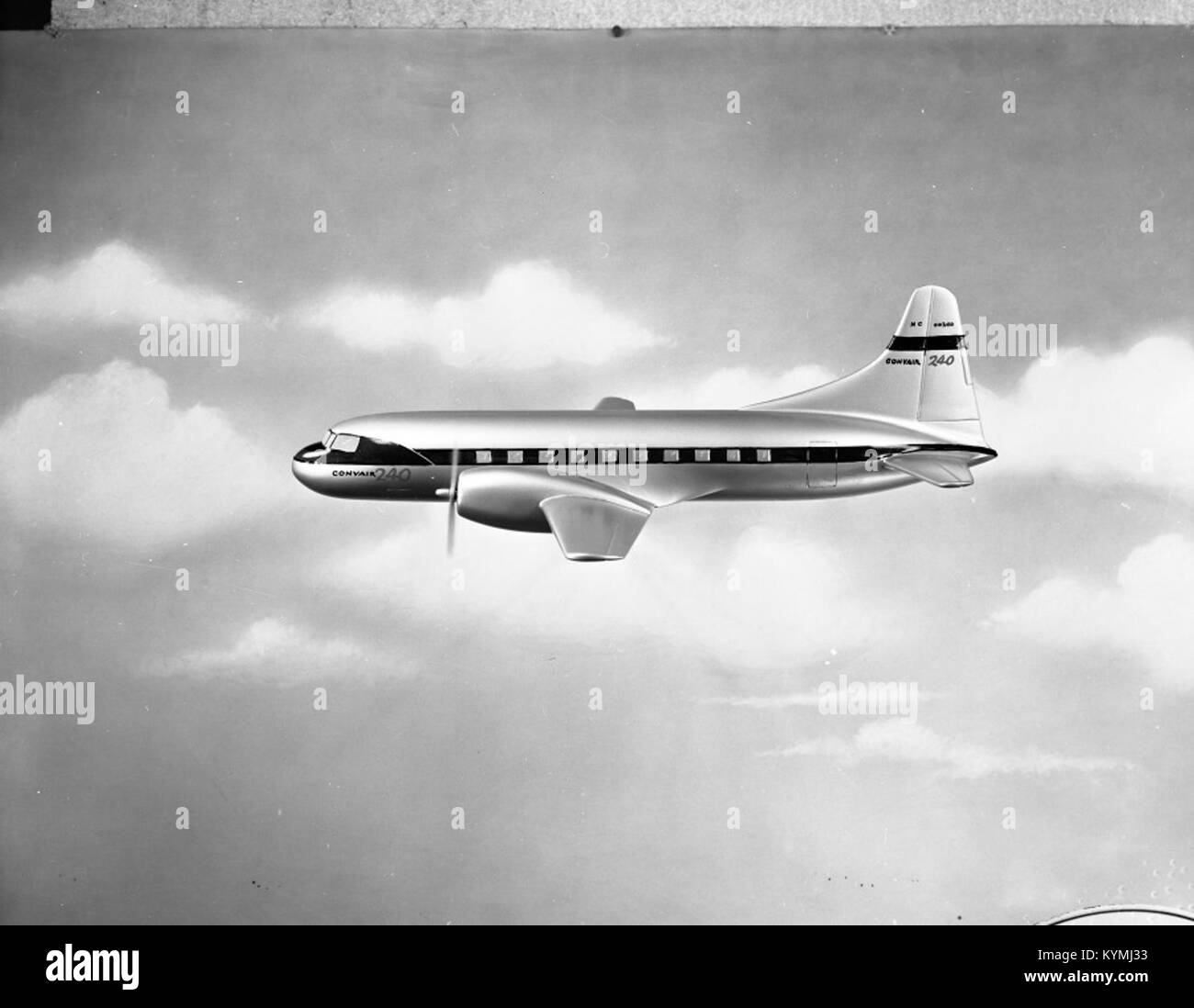 A black-and-white image of a Convair aircraft, possibly from the mid ...