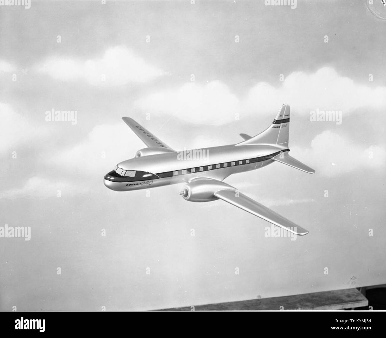 A historic photograph of a Convair aircraft, captured during an early ...