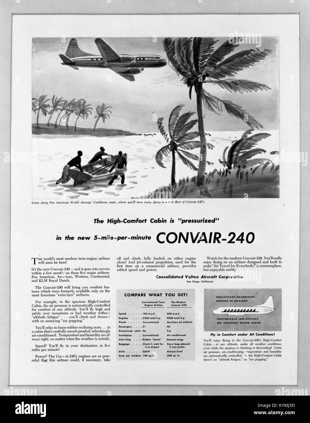 Historical negative of a Convair aircraft, showcasing its design and ...