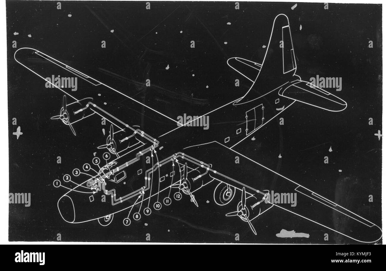 This negative photograph features a Convair aircraft, capturing a ...