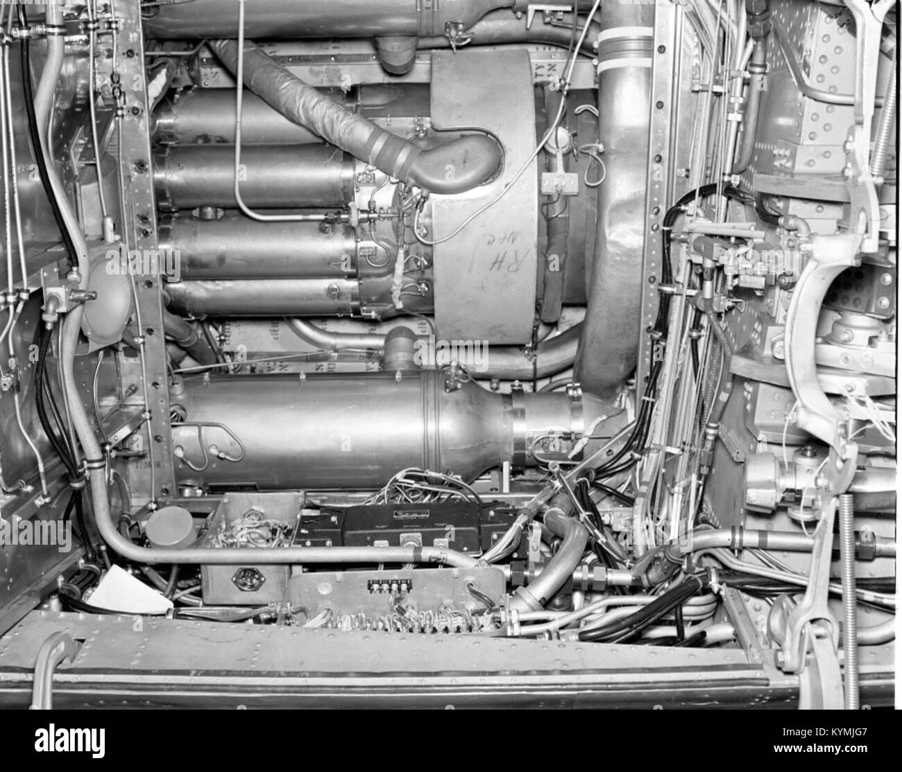 A historical negative image of a Convair aircraft, taken during its ...