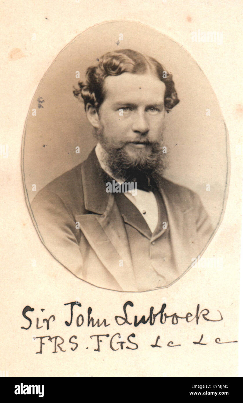 A historic portrait of John Lubbock, a prominent biologist and ...