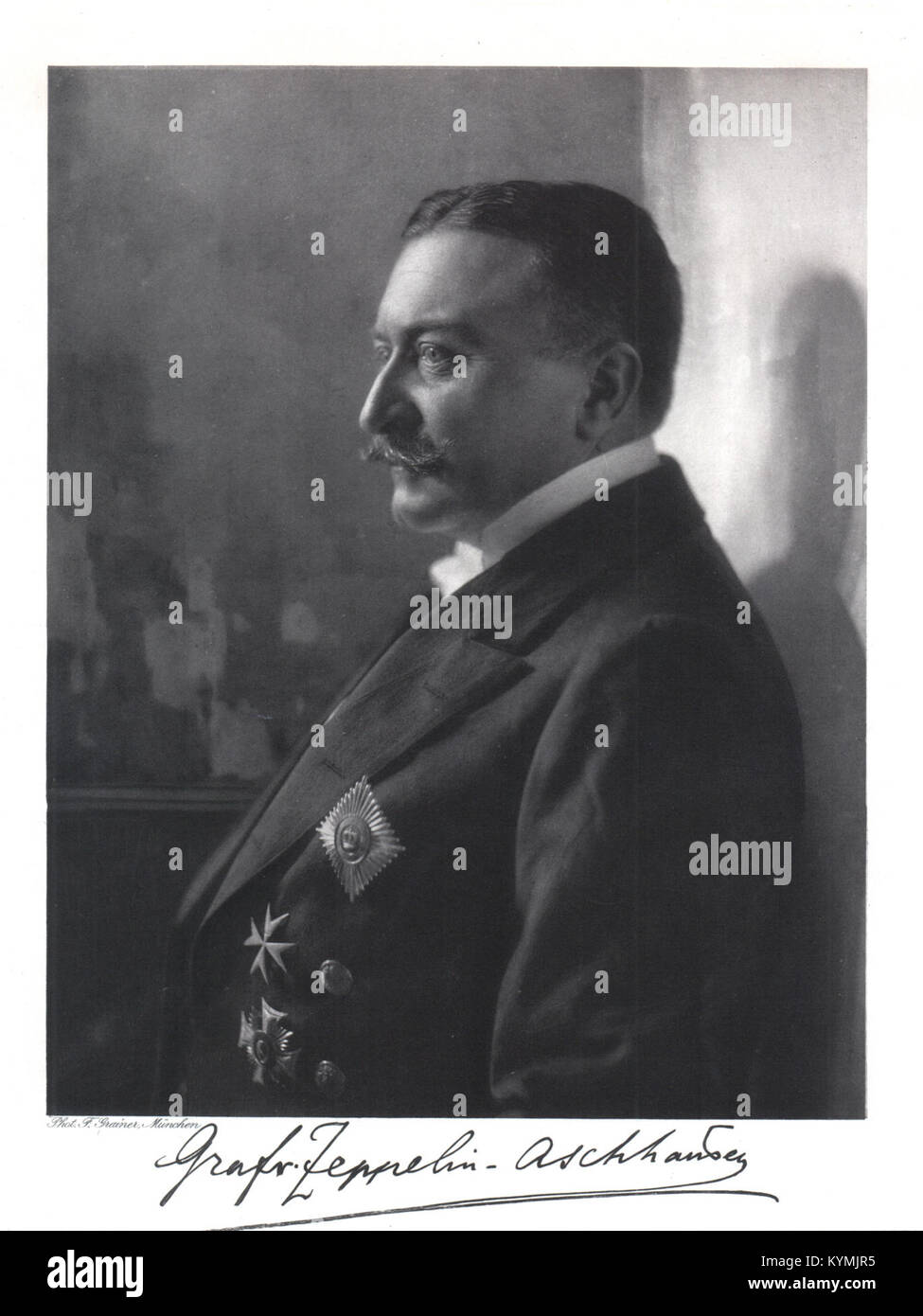 Portrait of Ferdinand, Count von Zeppelin (1838-1917), a pioneering ...