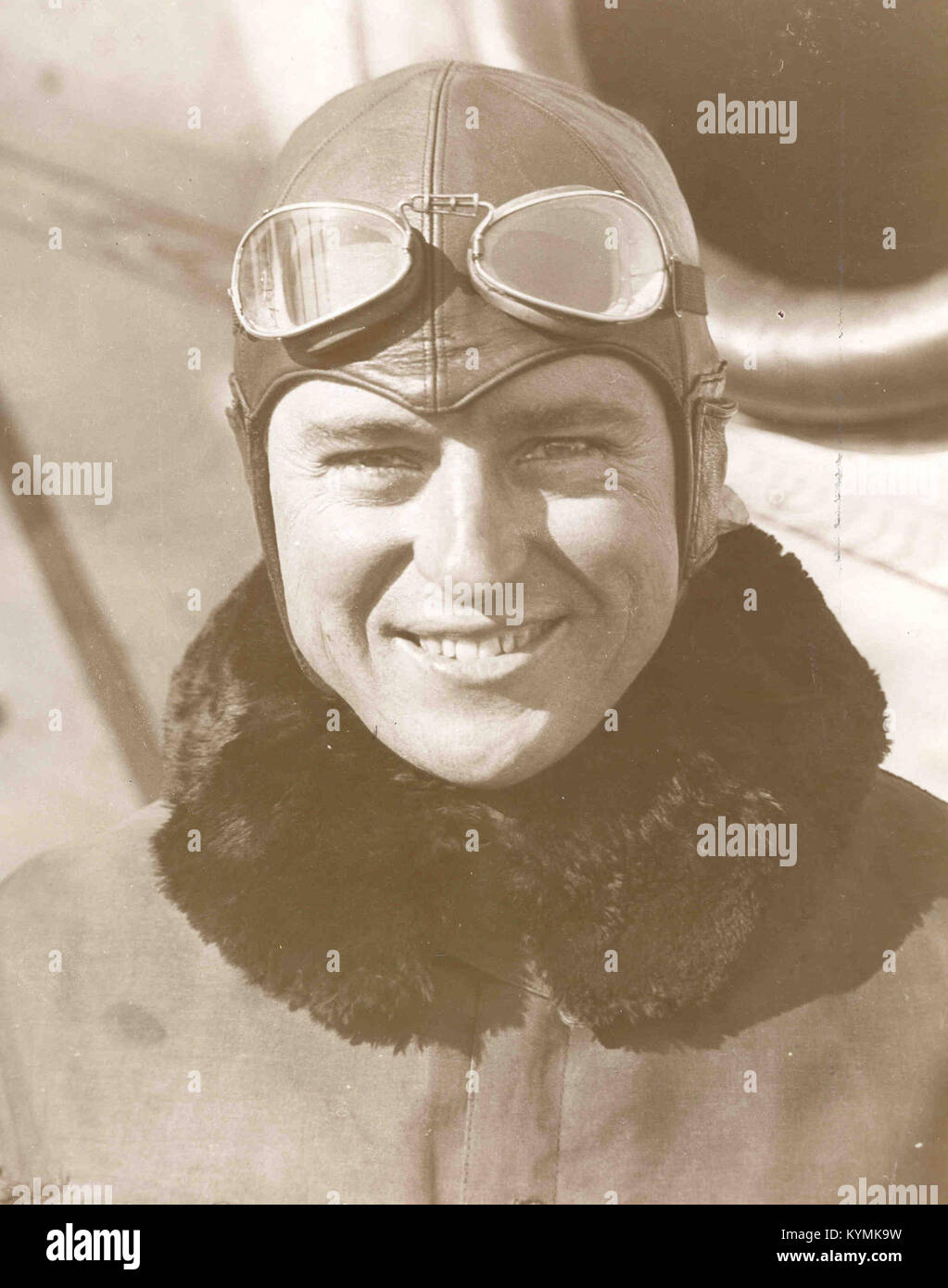 A historical portrait of airmail pilot Arthur Roy Smith, shown in ...