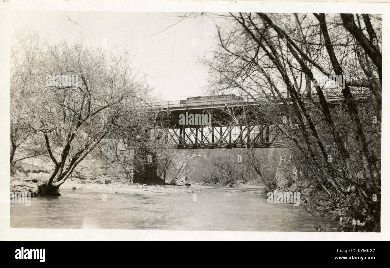 An illustration of the P Street Bridge over small creeks feeding the ...