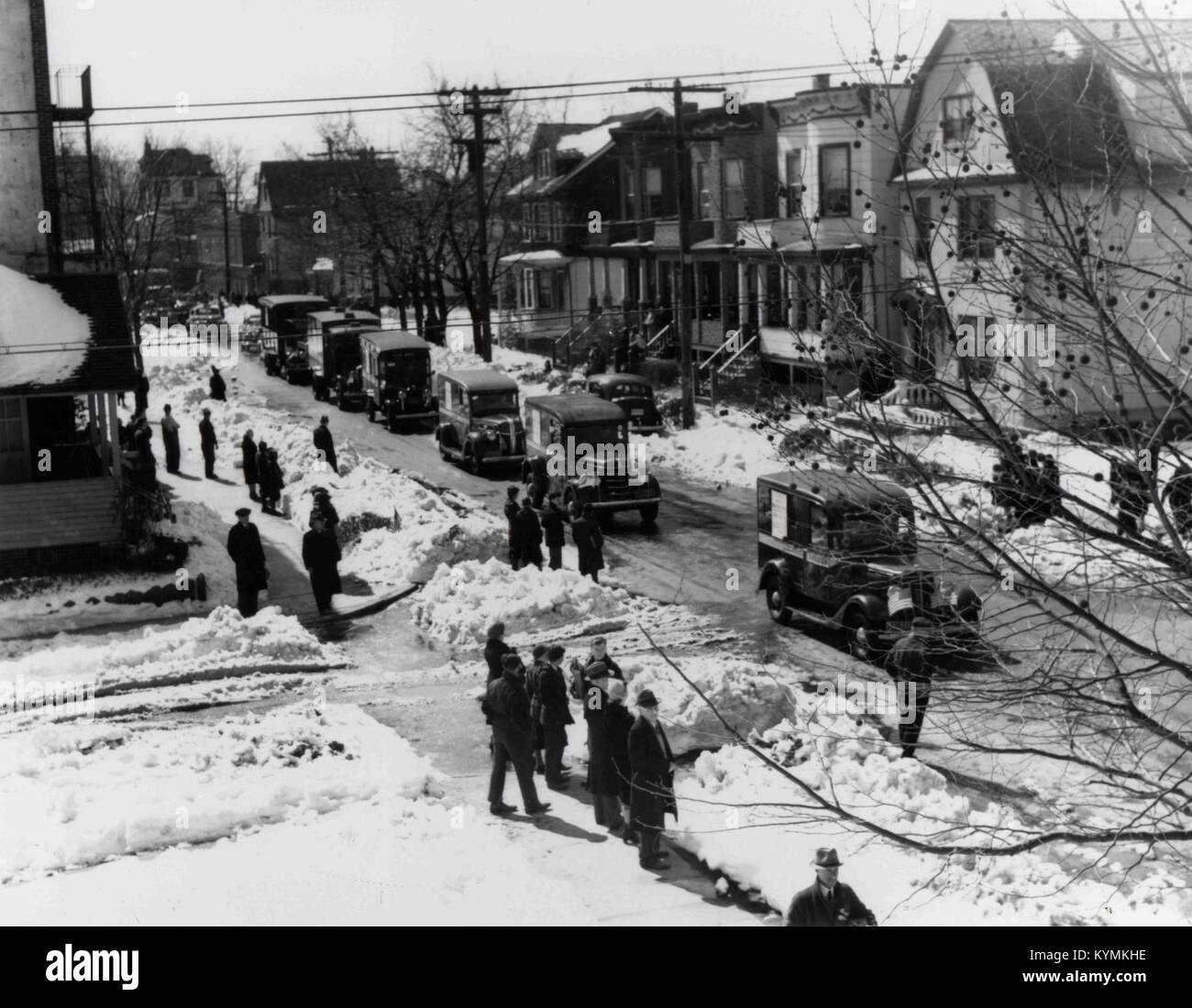 A historic photograph of mail trucks on parade, showcasing the vintage ...