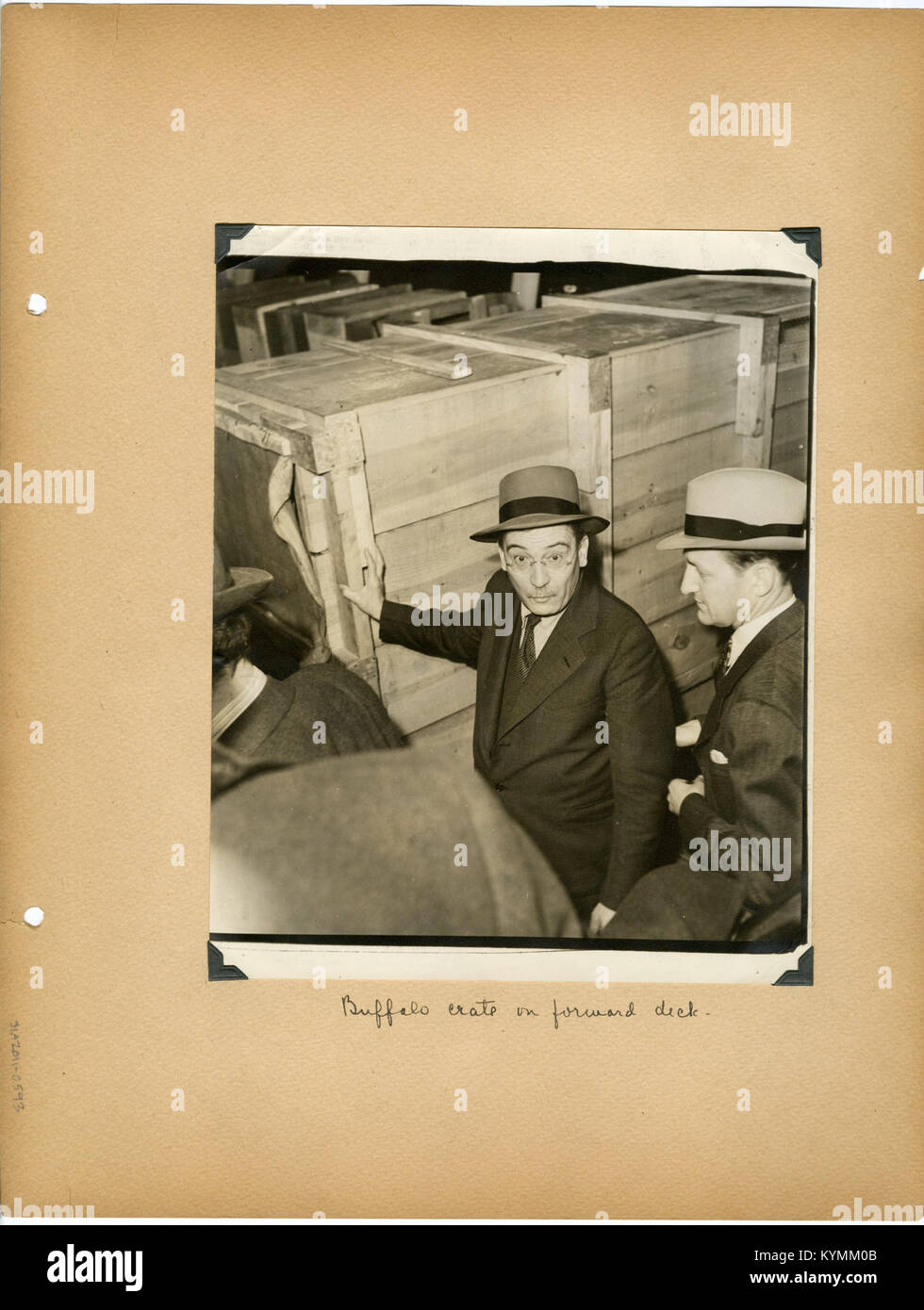 Buffalo crate on forward deck 8158965273 o Stock Photo - Alamy