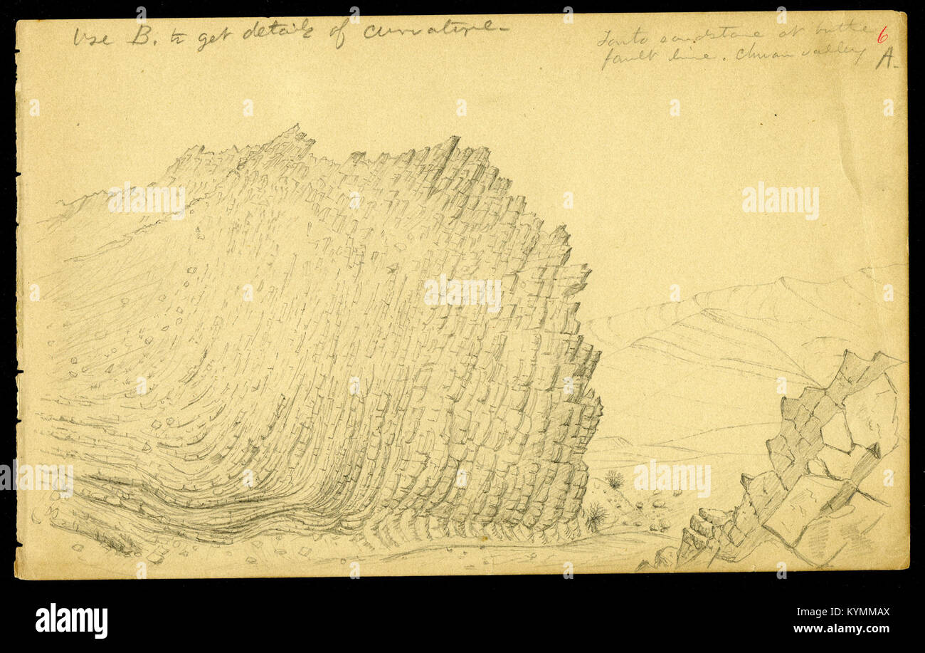 Photograph of sandstone formations at the Butte Fault Line in Chuar ...